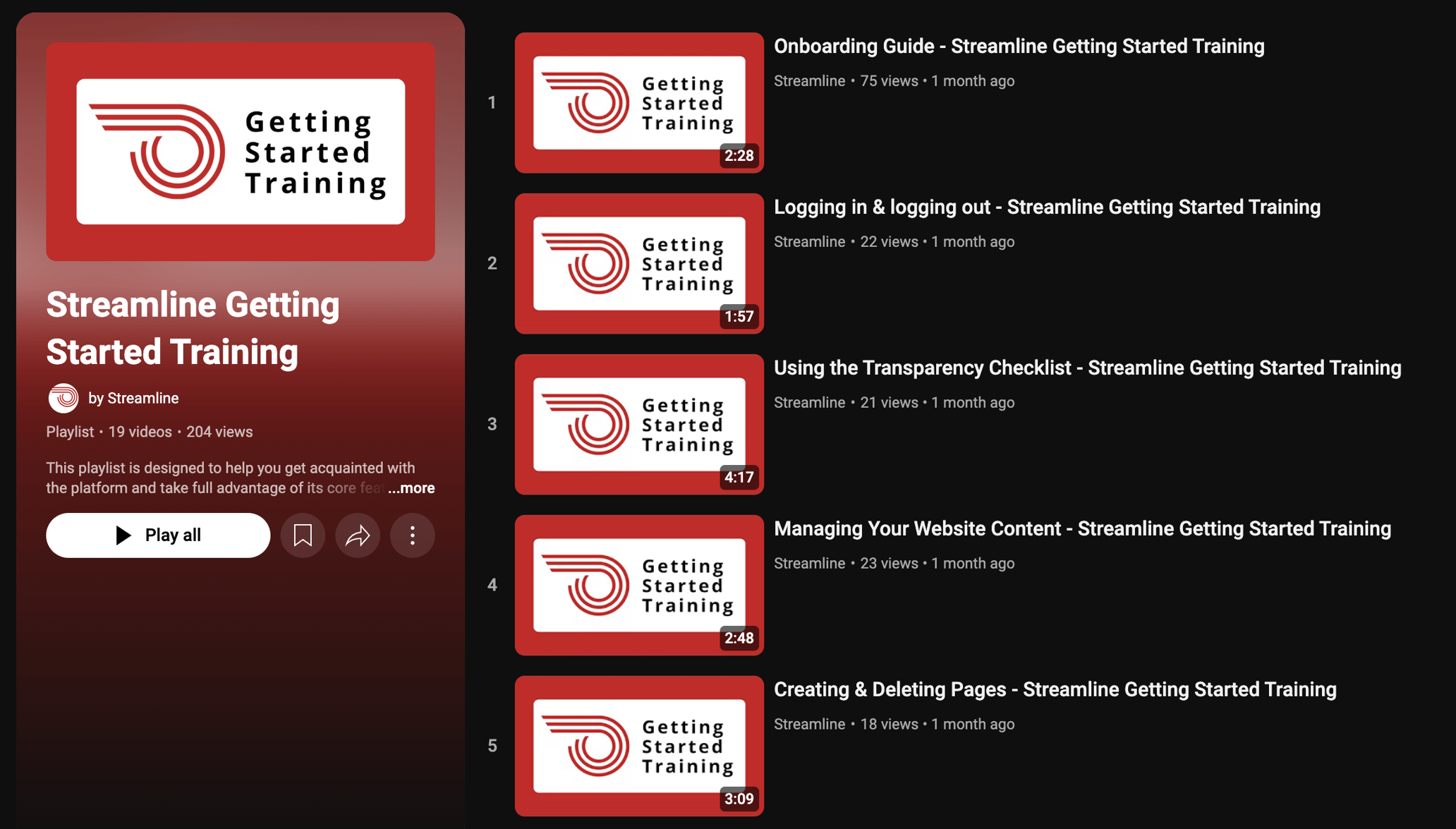 Getting Started Video Playlist